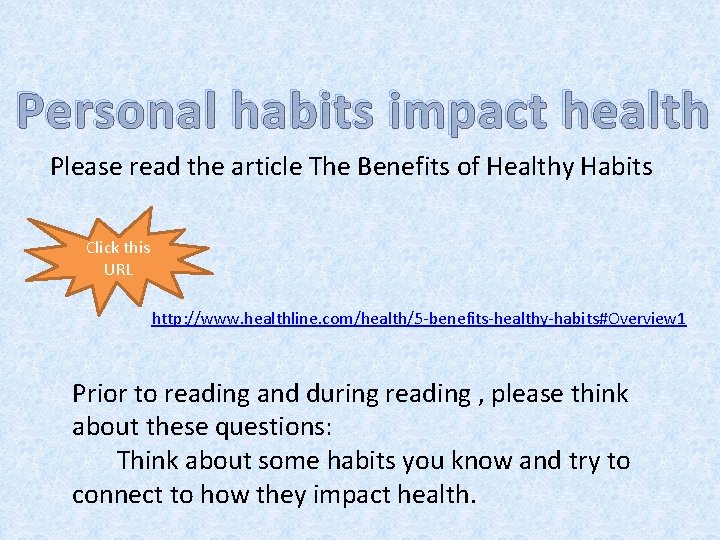 Health and wellness Chenyi Su Personal habits impact