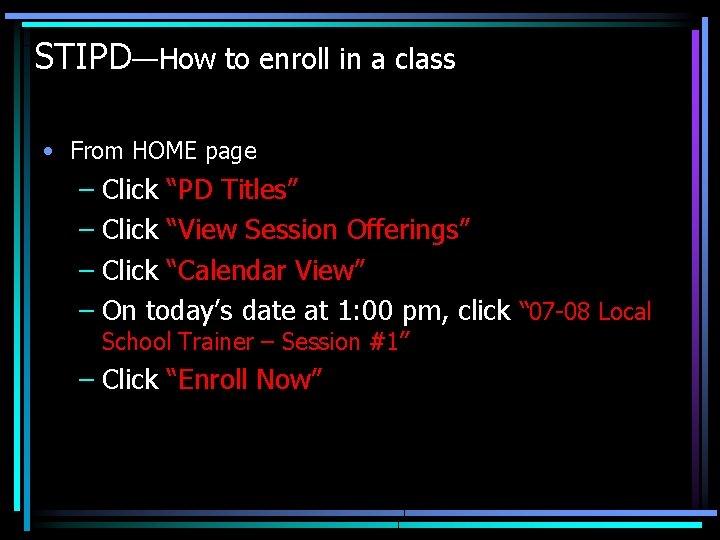 STIPD STI Professional Development What is STI PD