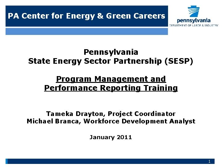 PA Center for Energy Green Careers Pennsylvania State