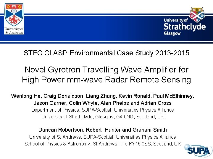 STFC CLASP Environmental Case Study 2013 2015 Novel