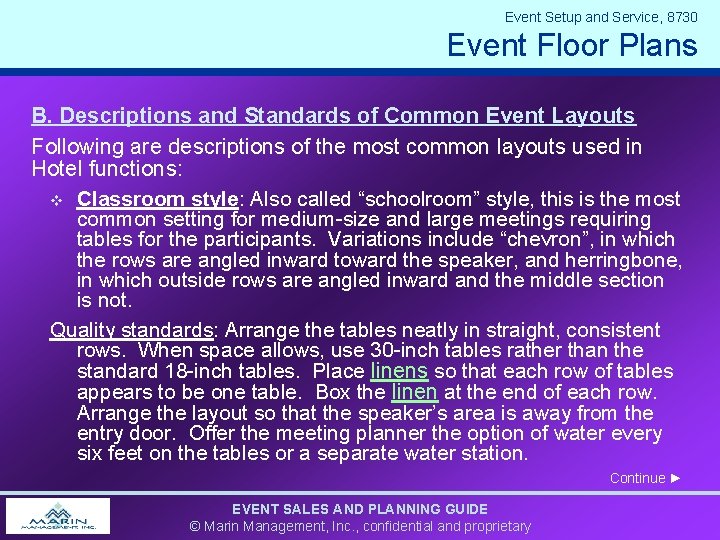 Event Setup and Service 8730 Event Floor Plans