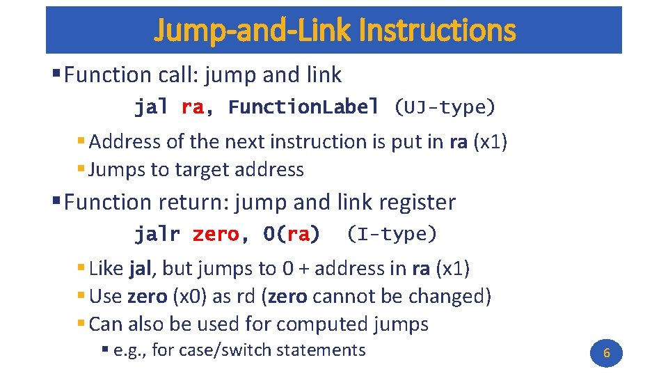 Computer Architecture and Operating Systems Lecture 6 Assembly
