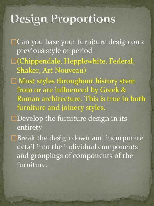Principles of Furniture Joinery Design process Furniture Design