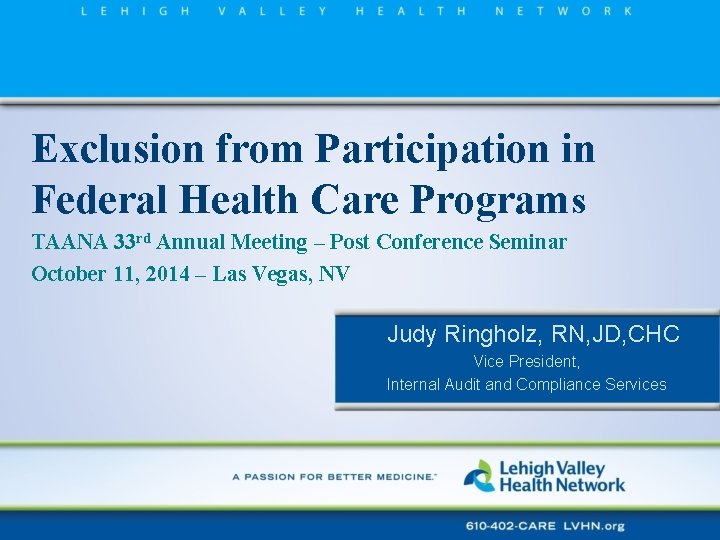 Exclusion from Participation in Federal Health Care Programs