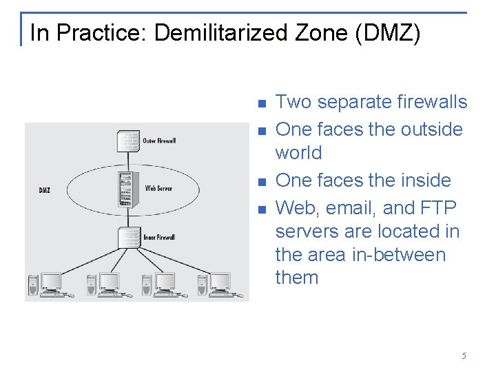 Implementing Firewalls Based on slides accompanying the book