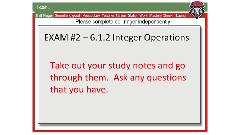 EXAM 2 6 1 2 Integer Operations Take