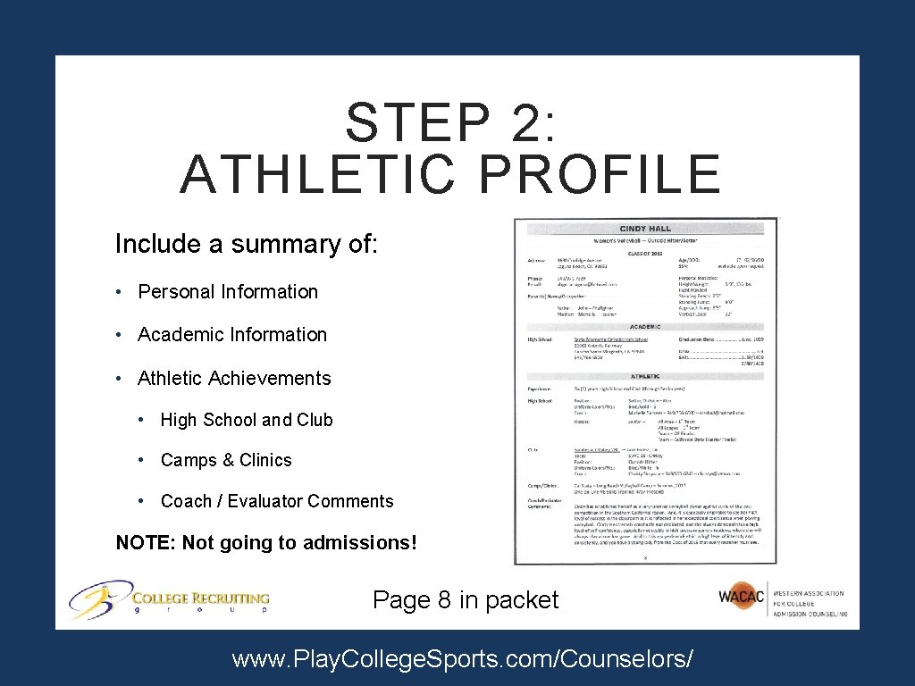 COUNSELING THE COLLEGEBOUND STUDENTATHLETE A WHOLE DIFFERENT BALL