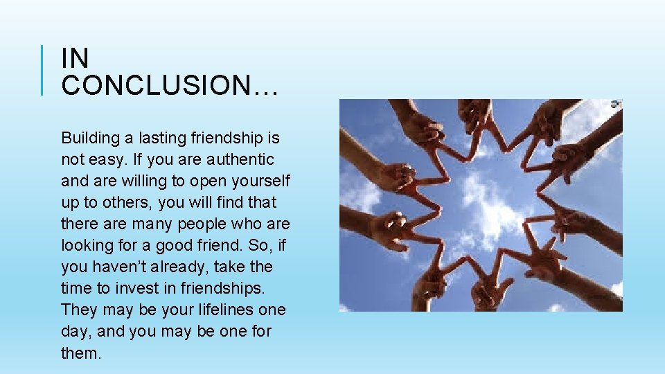 RULES TO LIVE BY THE IMPORTANCE OF FRIENDSHIP