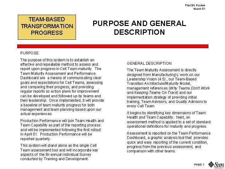 TEAMBASED TRANSFORMATION PROGRESS A MATURITY ASSESSMENT METHOD AND