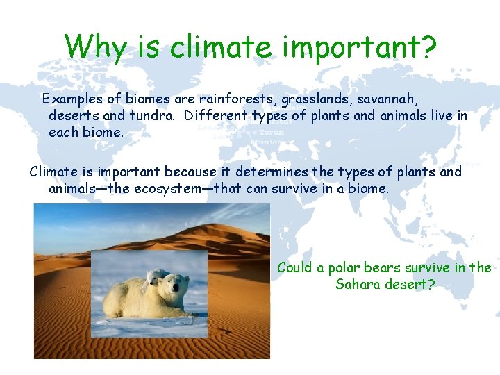 Lets look at the Worlds biomes LO To