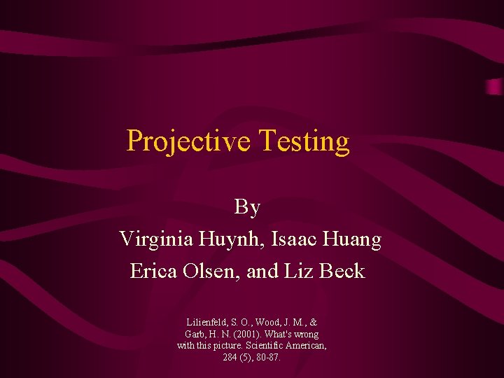 Projective Testing By Virginia Huynh Isaac Huang Erica