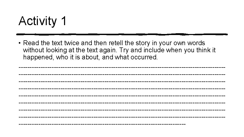 Reading skills activities Activity 2 Question time How