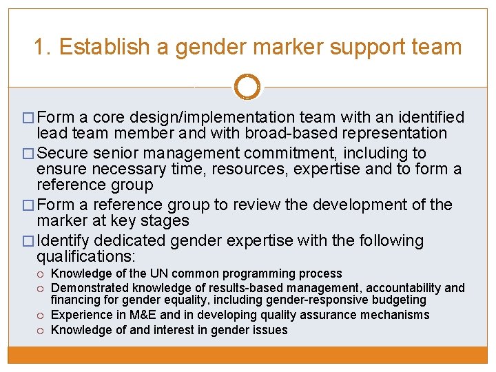 Steps to Develop a Gender Equality Marker SEPTEMBER