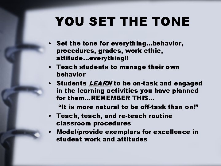Classroom Management THE FAB 15 WHO ARE YOU