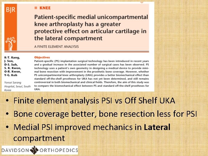 Patient Specific Implants PSI Uni Knee for Perfection