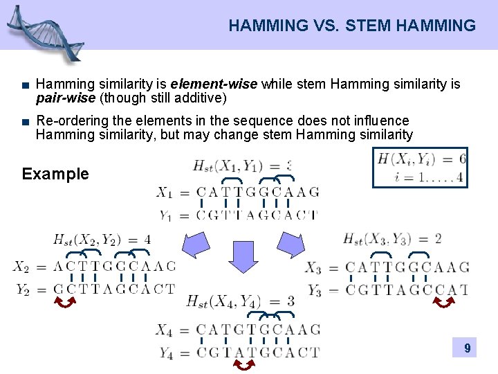 DNA CODES BASED ON HAMMING STEM SIMILARITIES A