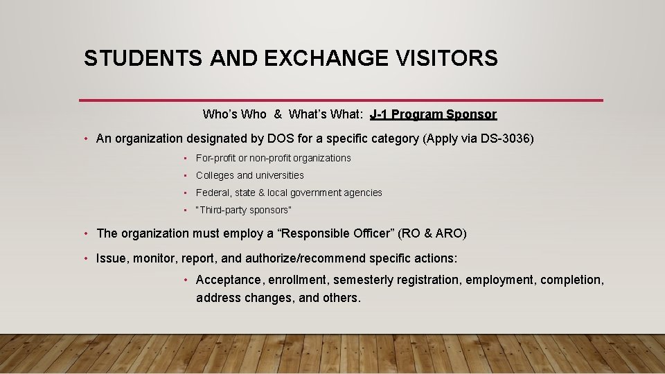 INTRO TO STUDENT AND EXCHANGE VISITOR VISAS LISA