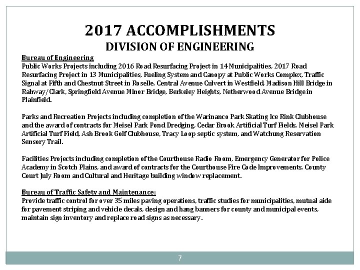 DEPARTMENT OF ENGINEERING PUBLIC WORKS FACILITIES MANAGEMENT 2018