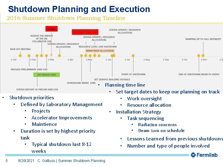 DOE Accelerator Safety Workshop Summer Shutdown Planning September