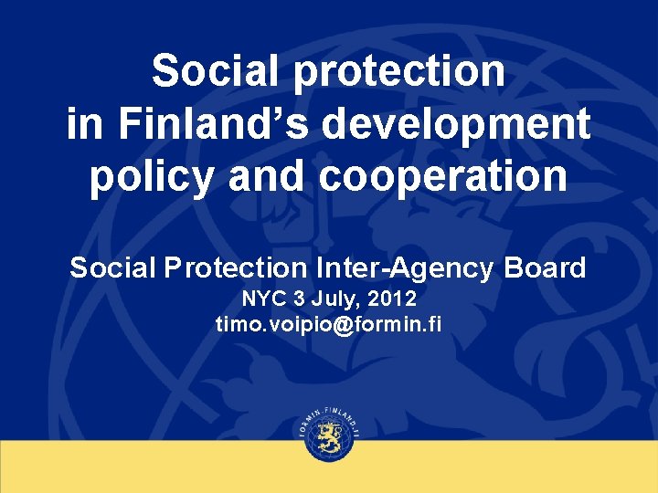 Social protection in Finlands development policy and cooperation