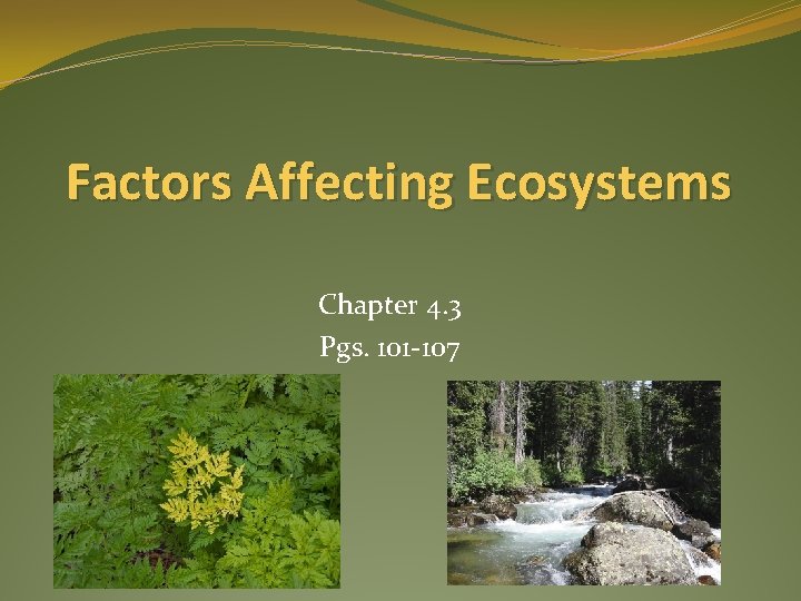 Factors Affecting Ecosystems Chapter 4 3 Pgs 101