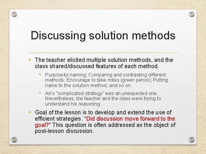 A comment from the perspective of structured problem