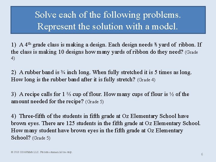Session 12 The Multiplication of Fractions Big Ideas
