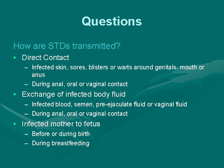 Drawing the Line Learning About Sexually Transmitted Diseases
