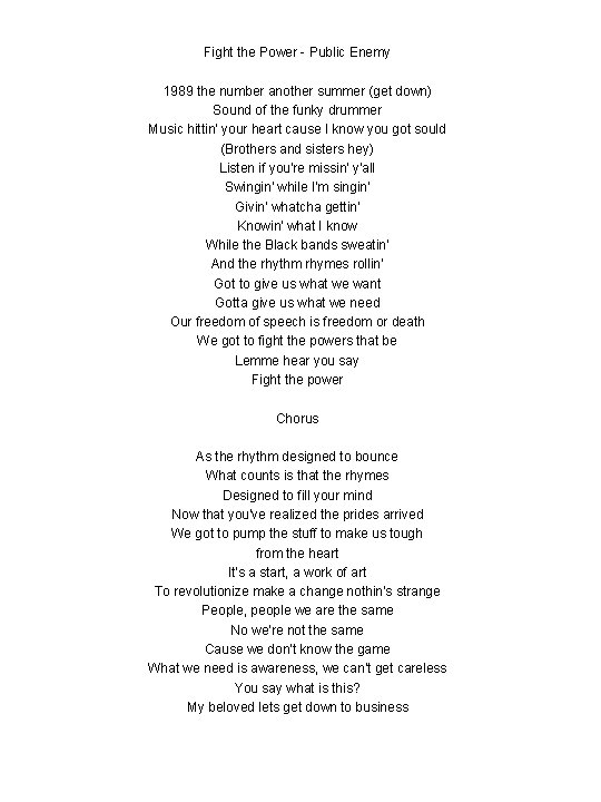 Fight the Power Public Enemy 1989 the number