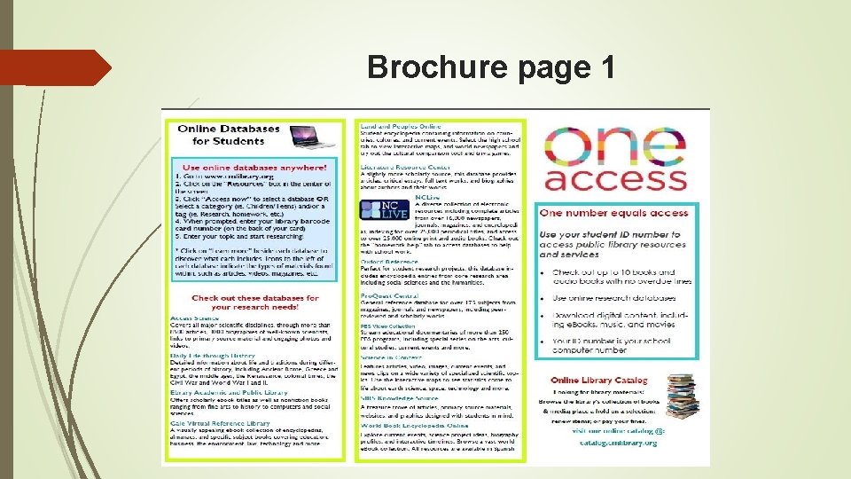 Developing school and public library partnerships promoting ONE