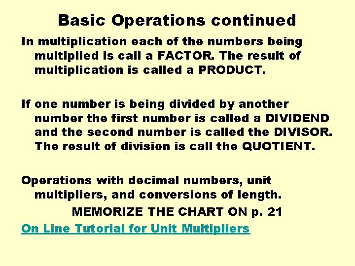 Review of Arithmetic A NUMBER is an idea