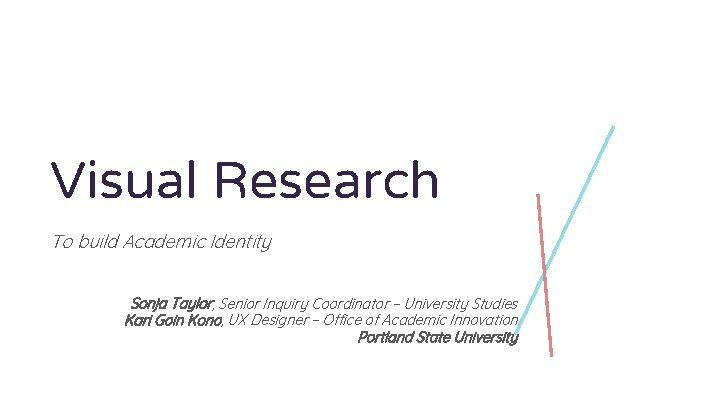Visual Research To build Academic Identity Sonja Taylor