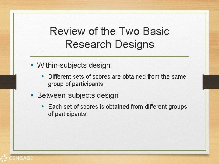 Introduction to Between Subjects Experiments Separate groups of