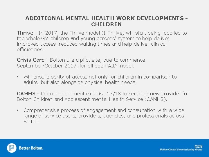 Bolton Mental Health Strategic Developments Rachael Sutton Senior