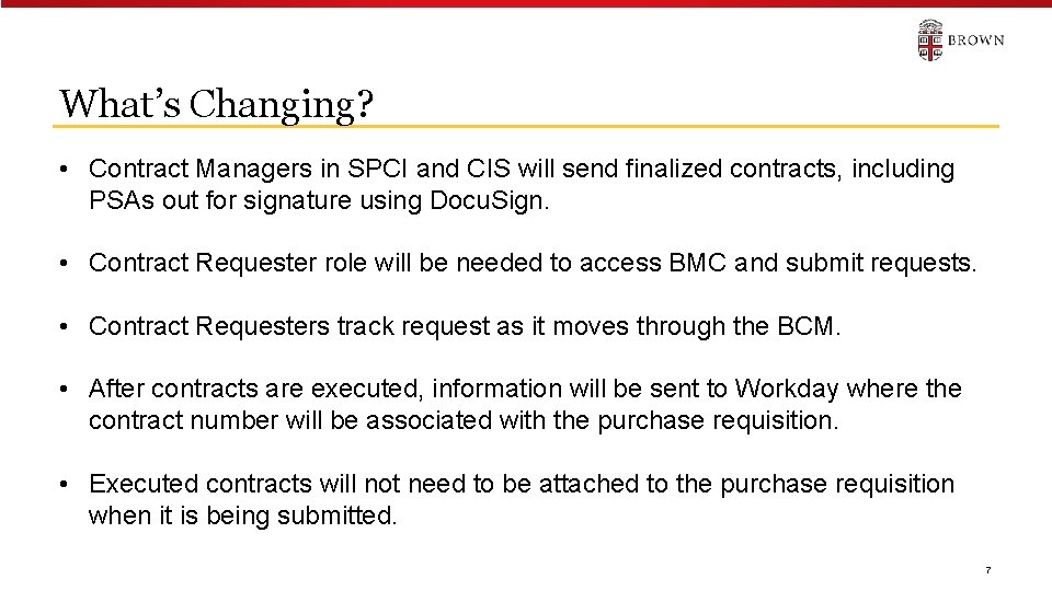 Brown Contract Management System Information Session March 30