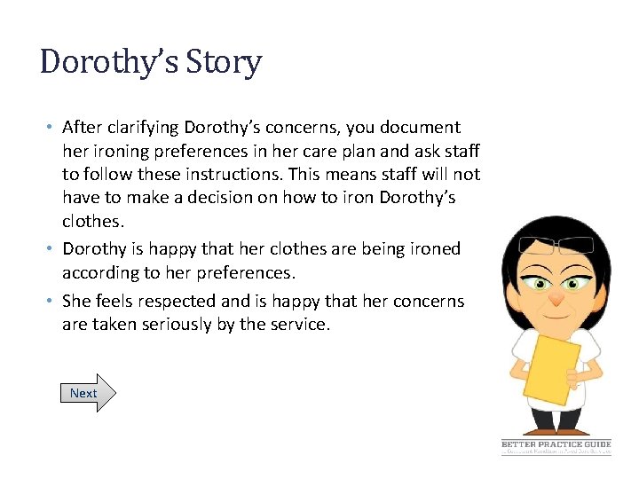 A Learning Exercise for Aged Care Workers Dorothys