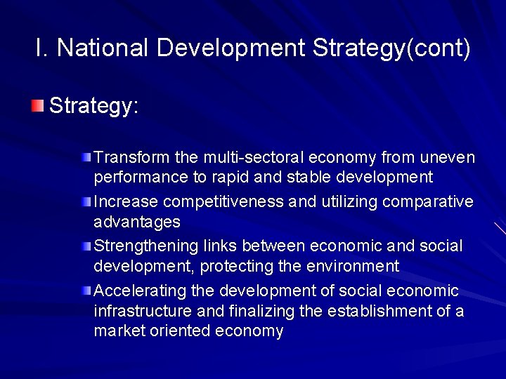 Implementation of the international development goals by the