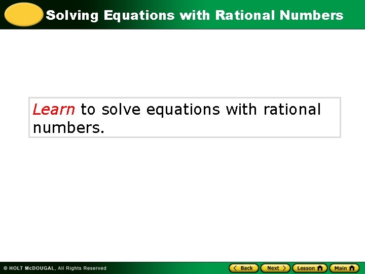 Solving Equations with Rational Numbers Warm Up Problem