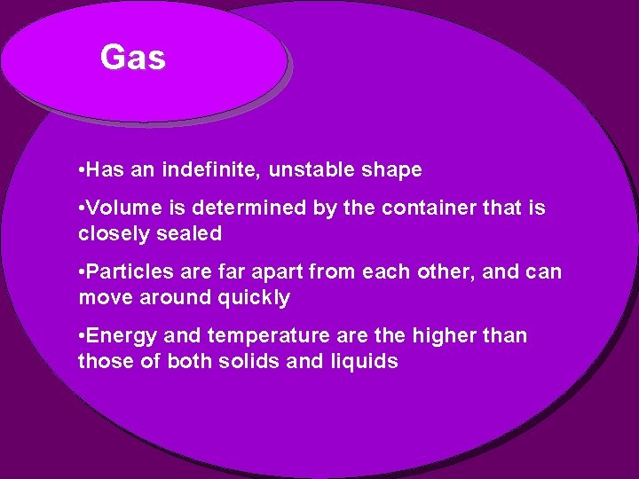 Solid Has a stable definite shape Has a