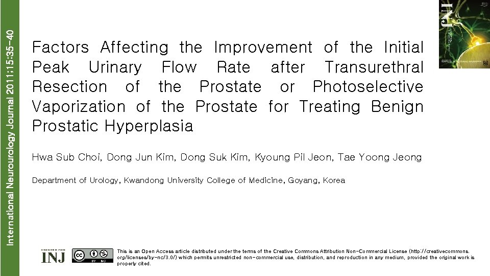 International Neurourology Journal 2011 15 35 40 Factors
