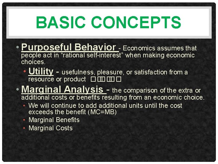 UNIT 1 ECONOMICS AN INTRODUCTION TO ECONOMICS BASIC