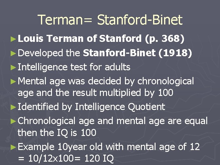 Chapter 11 Intelligence Mc Elhaney Content Outline Binet