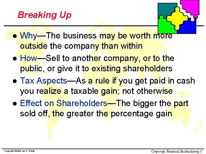 Corporate BreakUps Prof Ian Giddy New York University