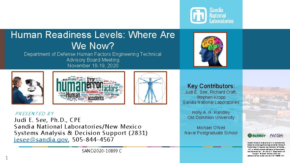 Human Readiness Levels Where Are We Now Department
