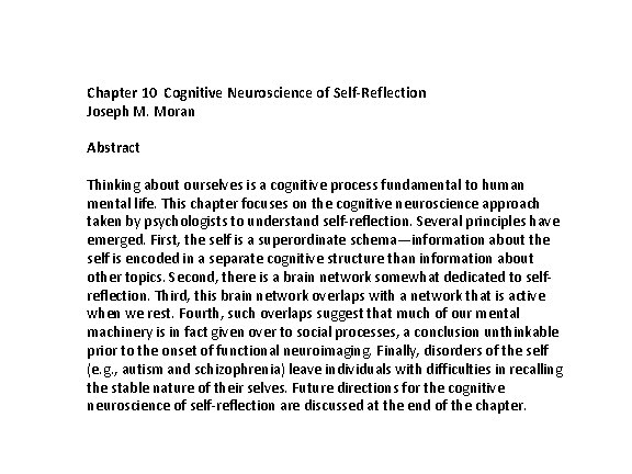 Chapter 10 Cognitive Neuroscience of SelfReflection Joseph M