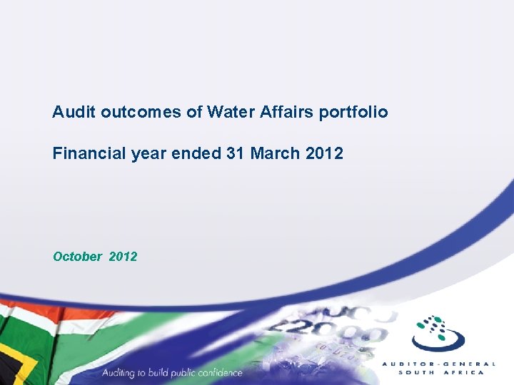 Audit outcomes of Water Affairs portfolio Financial year