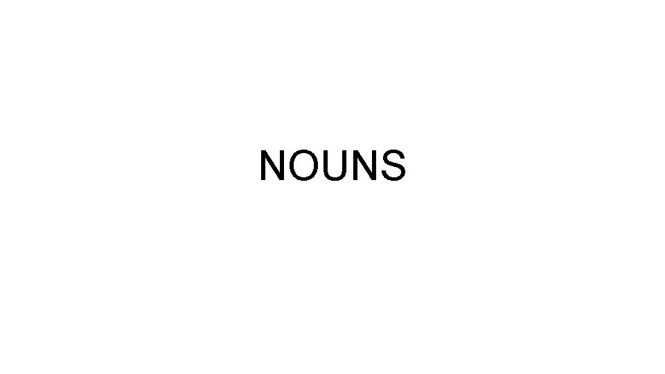 NOUNS Identification of Nouns By definition Kwame ate