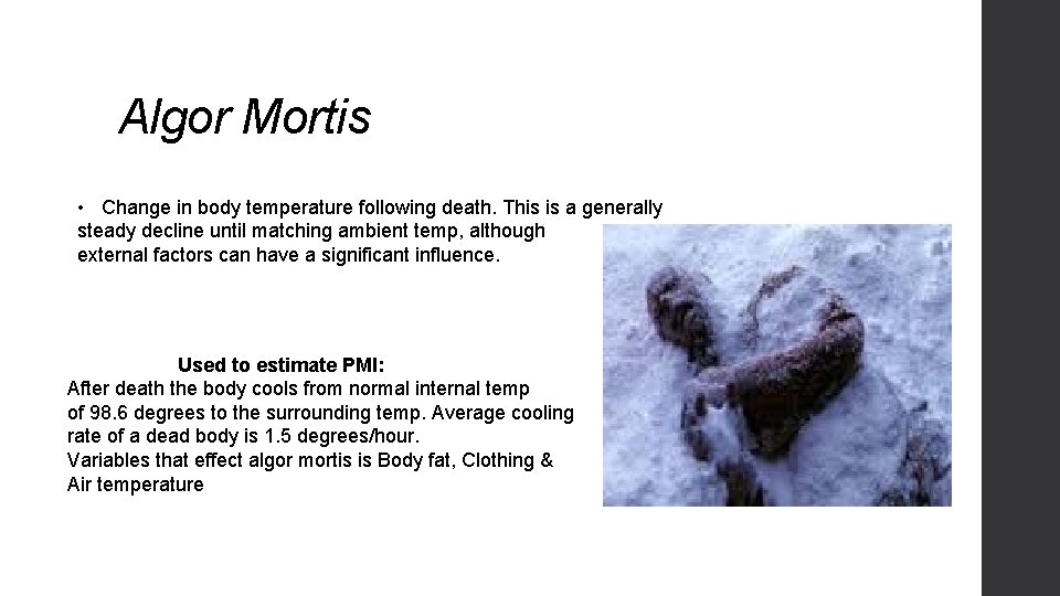 Rigor Algor and Livor mortis By Dariela Guerrero