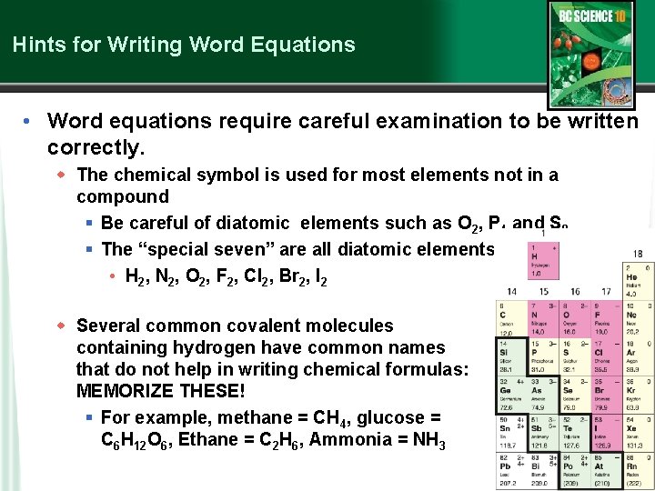 Balancing Chemical Equations Science 10 c Mc Graw