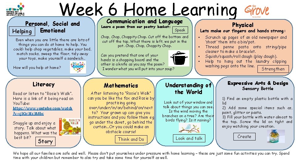 Week 6 Home Learning Communication and Language Personal